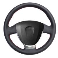 China Custom DIY Black Leather Hand Sewing Steering Wheel Cover for Lada Priora 2013-2018 for Lada Kalina 2 2013-2018 for sale