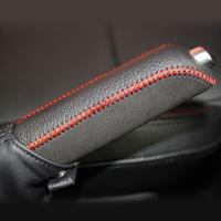 China Black Leather Red Suede Handbrake Cover for Mazda CX-5 Hand-Stitched Cover for sale