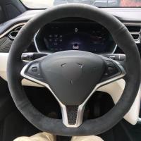China Steering Wheel Cover Hand Sewing Carbon Fiber Leather Perfectly Fit For Tesla Model 3 Model X S Y 2013 2014 2015 2016 2017 2018 for sale