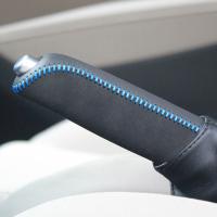 China Black Leather Red Suede Handbrake Cover for Mazda CX-5 Hand-Stitched Cover for sale