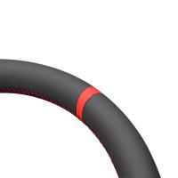 China Car Accessories Stitched Genuine Leather Steering Wheel Cover Red Strip for MG ZS EV HS MG3 MG5 MG6 EZS for sale