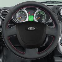 China Customize Personalized Hand Sewn DIY Black Artificial Leather Steering Wheel Skin Cover for Lada Granta 2011-2016 for sale