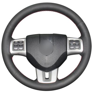 China Hand Sewing Black PU Leather Steering Wheel Cover for Dodge Charger Grand Caravan Journey Avenger Durango Challenger for sale