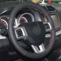 China Hand Sewing Black PU Leather Steering Wheel Cover for Dodge Charger Grand Caravan Journey Avenger Durango Challenger for sale