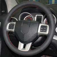China Hand Sewing Black PU Leather Steering Wheel Cover for Dodge Charger Grand Caravan Journey Avenger Durango Challenger for sale