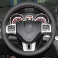 China Hand Sewing Black PU Leather Steering Wheel Cover for Dodge Charger Grand Caravan Journey Avenger Durango Challenger for sale