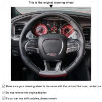 China Hand Sewing Artificial Leather Steering Wheel Cover for Dodge SRT Challenger Charger Durango 2015-2021 Jeep Cherokee Trackhawk for sale