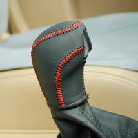 China Black Leather Gear Shift Knob Cover for VW Golf 6 Mk6 Passat Tiguan Polo Automatic for sale