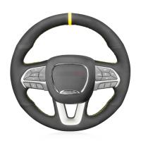 China Custom Hand Stitching Black Soft Suede Steering Wheel Cover for Dodge Challenger Charger Durango 2015-2021 for sale