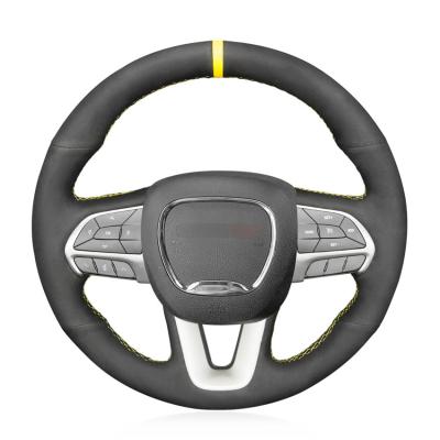 China Custom Hand Stitching Black Soft Suede Steering Wheel Cover for Dodge Challenger Charger Durango 2015-2021 for sale