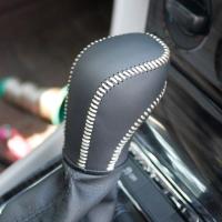 China Black Leather Gear Shift Knob Cover for VW Golf 6 Mk6 Passat Tiguan Polo Automatic for sale