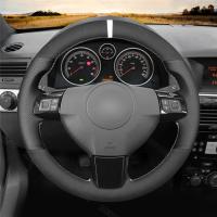 China Custom Hand Sewing Suede Leather Steering Wheel Cover for Opel Vauxhall Corsa VXR Holden Astra H GSI Zafira B OPC Vectra C for sale