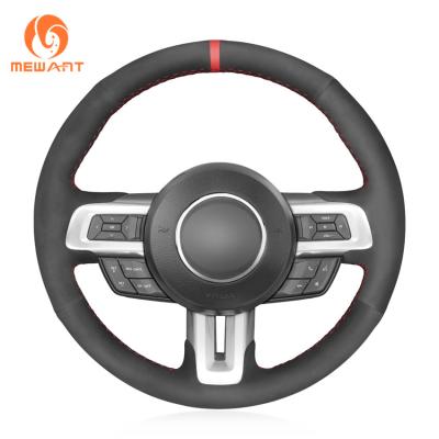 China Sport Custom Hand Sewing Black Soft Suede Steering Wheel Cover for Ford Mustang GT 2015 2016 2017 for sale