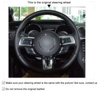 China Sport Custom Hand Sewing Black Soft Suede Steering Wheel Cover for Ford Mustang GT 2015 2016 2017 for sale