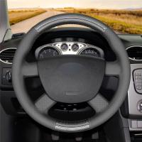 China Hand Sewing Carbon PU Leather Steering Wheel Cover for Ford Kuga Focus C-MAX Transit Tourneo Connect 2004 2009 2007 2010 for sale