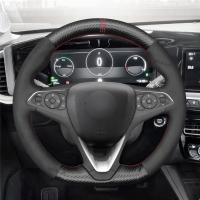 China Hand Stitching Matte Carbon Suede Steering Wheel Cover for Opel Vauxhall Astra K Corsa E OPC VXR Grandland X Mokka 2015-2021 for sale
