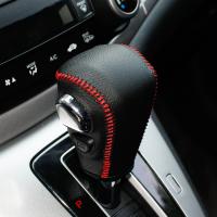 China Black Leather Gear Shift Knob Cover for Honda CRV CR-V 2012 2013 2014 Automatic for sale