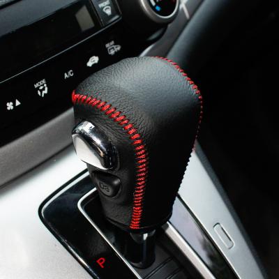 China Black Leather Gear Shift Knob Cover for Honda CRV CR-V 2012 2013 2014 Automatic for sale