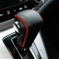 China Black Leather Gear Shift Knob Cover for Honda CRV CR-V 2012 2013 2014 Automatic for sale