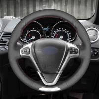 China Accessories Hand Sewing Artificial Leather Steering Wheel Cover for Ford Fiesta ST 2013 2014 2015 2016 2017 2018 for sale