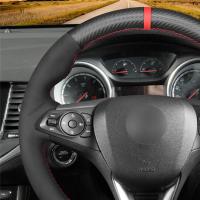 China Hand Stitching Matte Carbon Suede Steering Wheel Cover for Opel Vauxhall Astra K Corsa E Crossland X Grandland X Insignia Zafira for sale