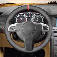 China Black Leather Car Accessories Hand Sewing Steering Wheel Cover For Vauxhall Astra (H) Zaflra (B) Signum Vectra (C) 2002-2009 for sale