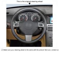 China Black Leather Car Accessories Hand Sewing Steering Wheel Cover For Vauxhall Astra (H) Zaflra (B) Signum Vectra (C) 2002-2009 for sale