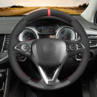 China Hand Stitching PU Leather Suede Steering Wheel Cover for Opel Vauxhall Astra K Corsa E Crossland X Grandland Insignia B Zafira for sale