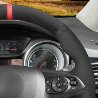 China Hand Stitching PU Leather Suede Steering Wheel Cover for Opel Vauxhall Astra K Corsa E Crossland X Grandland Insignia B Zafira for sale
