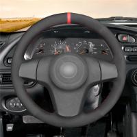 China Hand Stitching Black Suede Steering Wheel Cover for Vauxhall Corsa D Chevrolet Niva 3-Spoke Opel for sale