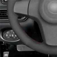 China Hand Stitching Black Suede Steering Wheel Cover for Vauxhall Corsa D Chevrolet Niva 3-Spoke Opel for sale