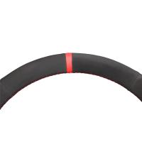 China Hand Stitching Black Suede Steering Wheel Cover for Vauxhall Corsa D Chevrolet Niva 3-Spoke Opel for sale