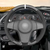 China Custom Hand Stitching Carbon Suede Steering Wheel Cover for Vauxhall Opel Corsa D Chevrolet Niva 3-Spoke for sale