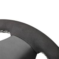 China Custom Hand Stitching Carbon Suede Steering Wheel Cover for Vauxhall Opel Corsa D Chevrolet Niva 3-Spoke for sale