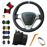China Sew Black Suede Leather Custom Steering Wheel Cover For Ford Fiesta 2008 2009 2010 2011 2012 2013 Ecosport 2013 2014 2015 2016 for sale