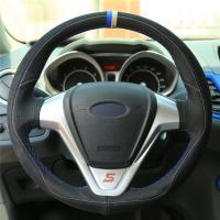 China Sew Black Suede Leather Custom Steering Wheel Cover For Ford Fiesta 2008 2009 2010 2011 2012 2013 Ecosport 2013 2014 2015 2016 for sale