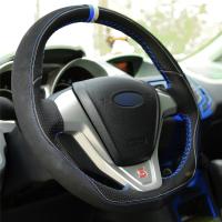 China Sew Black Suede Leather Custom Steering Wheel Cover For Ford Fiesta 2008 2009 2010 2011 2012 2013 Ecosport 2013 2014 2015 2016 for sale