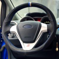 China Sew Black Suede Leather Custom Steering Wheel Cover For Ford Fiesta 2008 2009 2010 2011 2012 2013 Ecosport 2013 2014 2015 2016 for sale