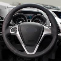 China Custom Hand Sewing Artificial Leather Steering Wheel Cover for Ford Fiesta MK7 7.5 Ecosport Zetec S Ecoboost 2008 2014 2012 for sale
