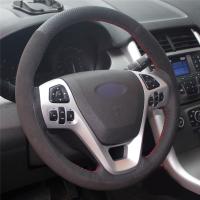 China Custom Hand Sewing Suede Leather Steering Wheel Cover for Ford Explorer Taurus Edge 2011 2012 2013 2014 2015 2016 for sale