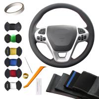 China Accessories Hand Sewing Artificial Leather Steering Wheel Cover for Ford Explorer Taurus Edge 2011 2012 2013 2014 2015 2016 for sale