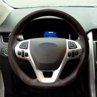 China Accessories Hand Sewing Leather Suede Steering Wheel Cover for Ford Explorer Taurus Edge 2011 2012 2013 2014 2015 2016 for sale