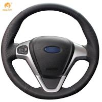 China Hand Stitching Blue Red Genuine Leather Steering Wheel Cover for Ford Fiesta MK7 2008 2009 2010 2011 2012 2013 for sale