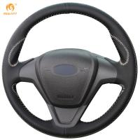 China Hand Stitching Blue Red Genuine Leather Steering Wheel Cover for Ford Fiesta MK7 2008 2009 2010 2011 2012 2013 for sale