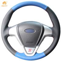 China Hand Stitching Blue Red Genuine Leather Steering Wheel Cover for Ford Fiesta MK7 2008 2009 2010 2011 2012 2013 for sale