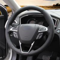 China MEWANT Factory Price Black Yellow High Quality Leather Steering Wheel Cover for Ford Mondeo Fusion 2013 2014 Edge 2015 for sale