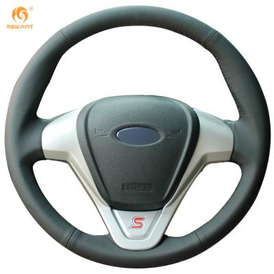 China Hand Sewing Black Genuine Leather Steering Wheel Cover for Ford Fiesta MK7 Zetec S Ecoboost 2008-2013 Ecosport 2013-2016 for sale