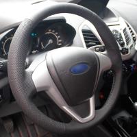 China Custom fit Black Artificial Leather Hand Sew Auto Wrap Steering Wheel Cover for Ford Fiesta 2008-2013 Ecosport 2013-2016 for sale