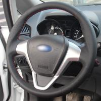 China Custom fit Black Artificial Leather Hand Sew Auto Wrap Steering Wheel Cover for Ford Fiesta 2008-2013 Ecosport 2013-2016 for sale