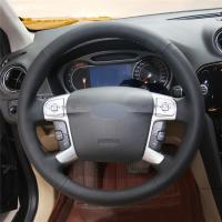 China Design Personalized Black Leather Suede Hand Stitched Car Wrapped Steering Wheel Cover for Ford Mondeo Mk4 2007-2012 S-Max 2008 for sale